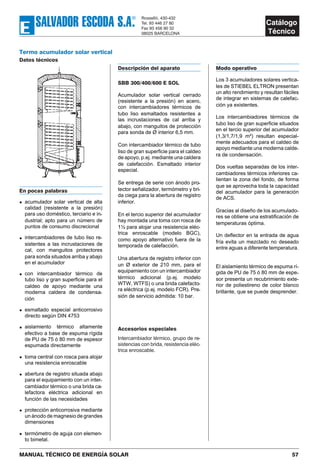 Catálogo Técnico Energía Solar Térmica de Salvador Escoda 2002 | PDF