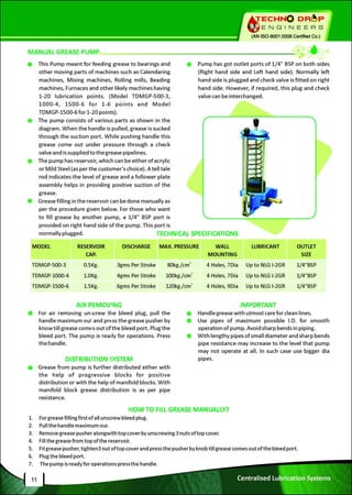 Centralised Lubrication Systems By Techno Drop Engineers | PDF