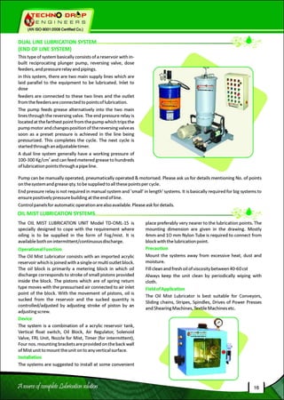 Centralised Lubrication Systems By Techno Drop Engineers | PDF
