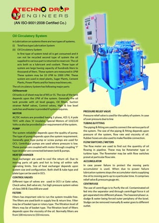 Centralised Lubrication Systems By Techno Drop Engineers | PDF