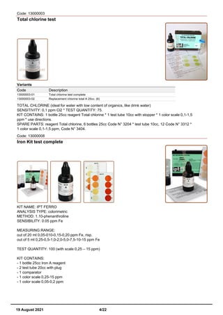 Tester and rapid kit for analysis catalog | PDF | Chemistry | Science