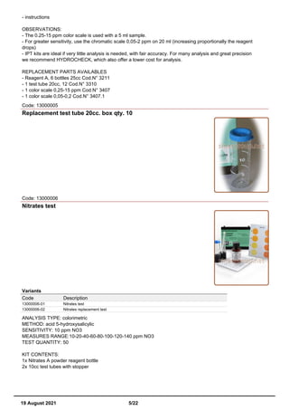 Tester and rapid kit for analysis catalog | PDF | Chemistry | Science