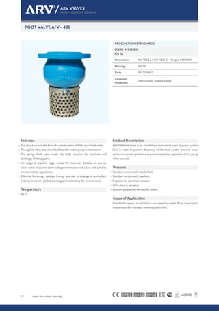 Catalogue ARV valve - gate valves, check valves | PDF