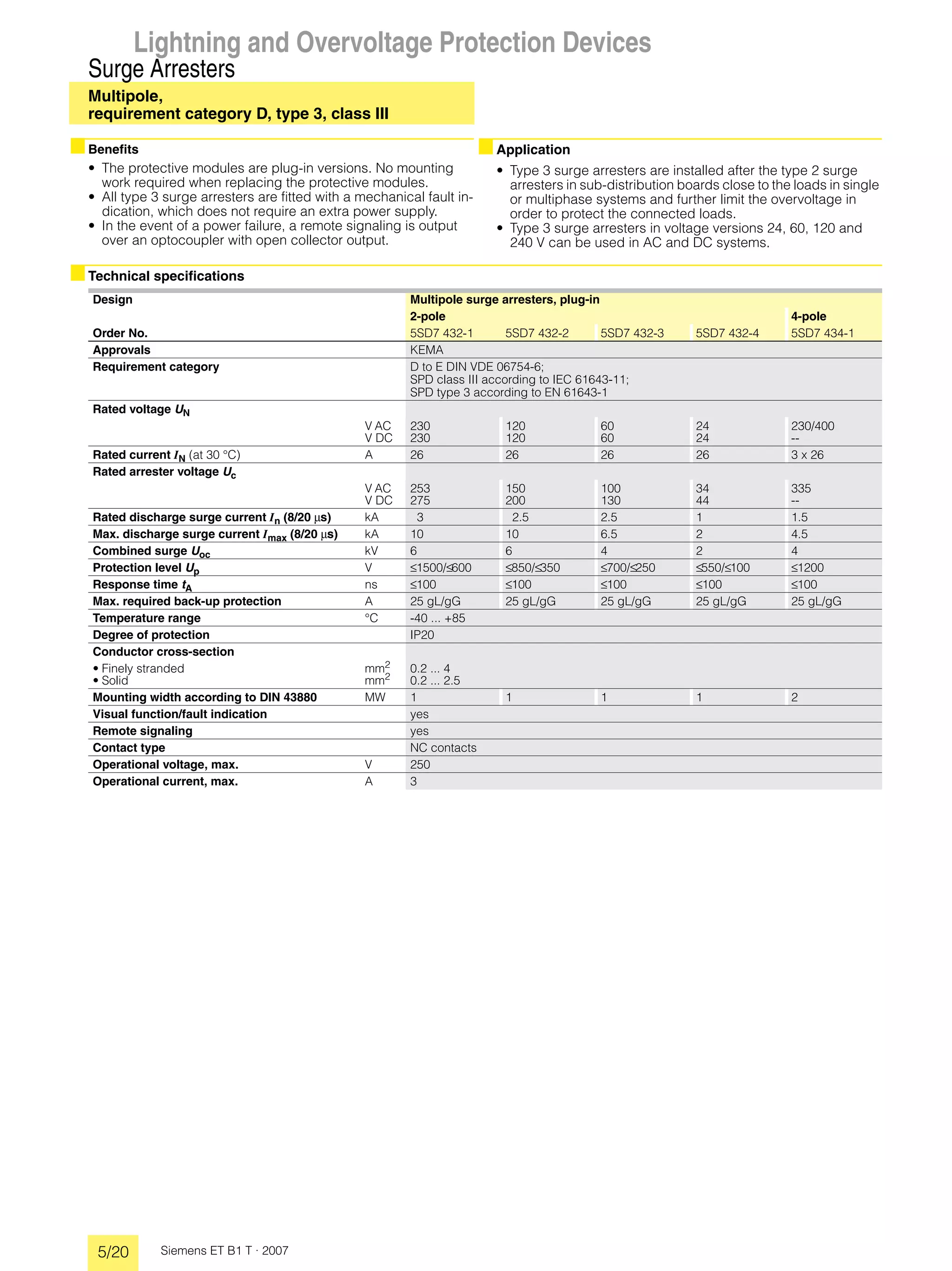 Catalogue siemens lightning and overvoltage protection devices | PDF