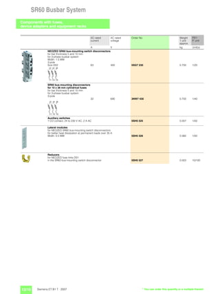 Thông số kĩ thuật siemens-sr60 busbar system | PDF