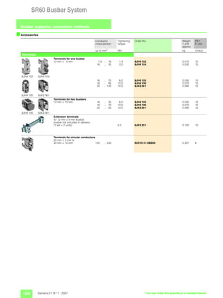 Thông số kĩ thuật siemens-sr60 busbar system | PDF