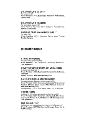 Ana-Maria AVRAM: Catalog of works | PDF