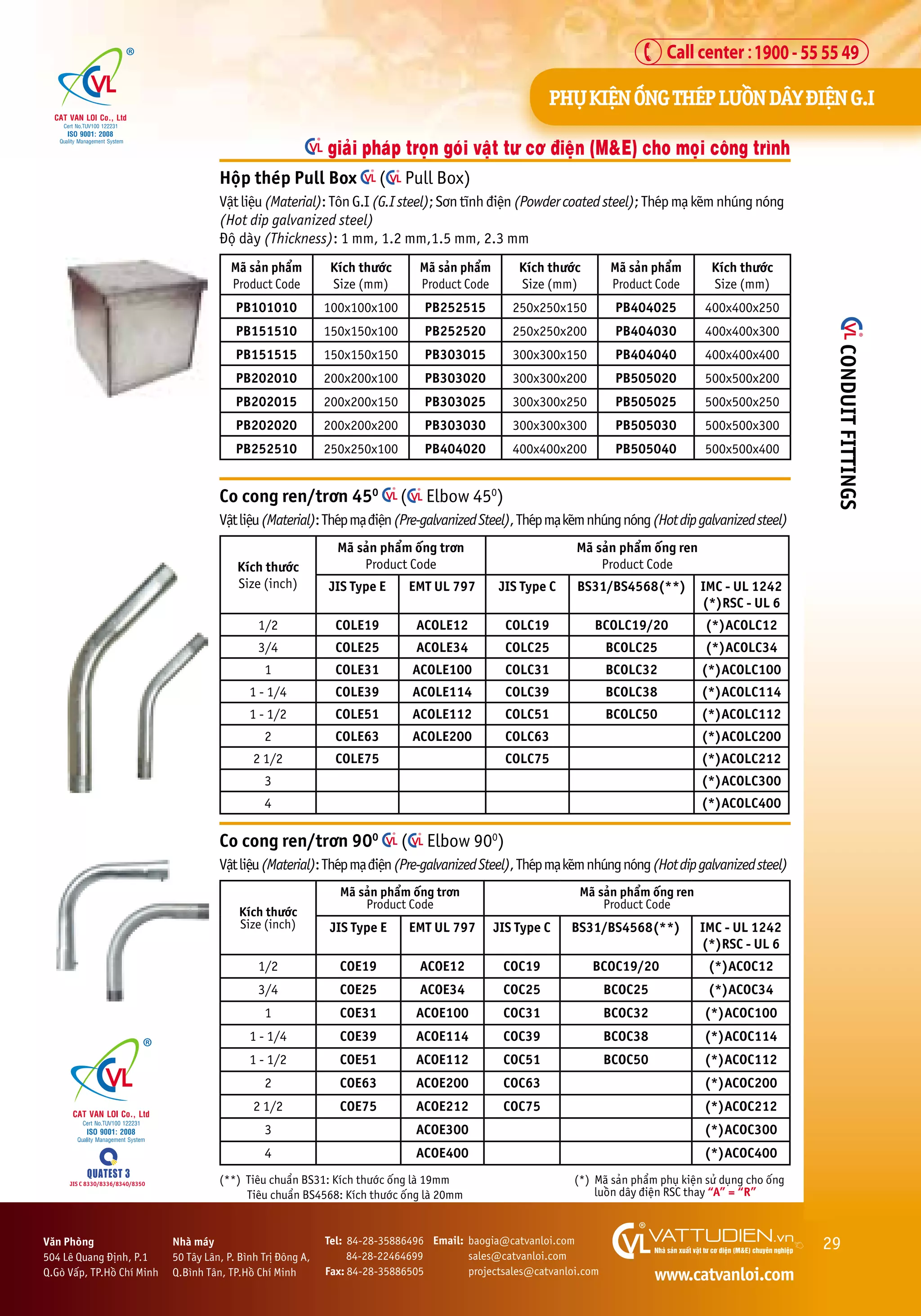 Catalogue cat van loi steel gi conduit ong thep luon day dien steel ...