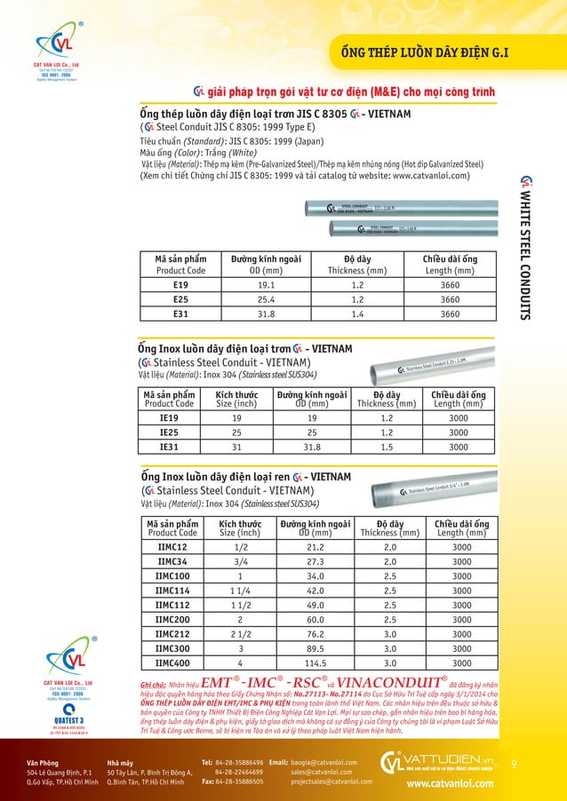 Catalogue cvl steel conduit - flexible conduit - ong luon day dien gi ...