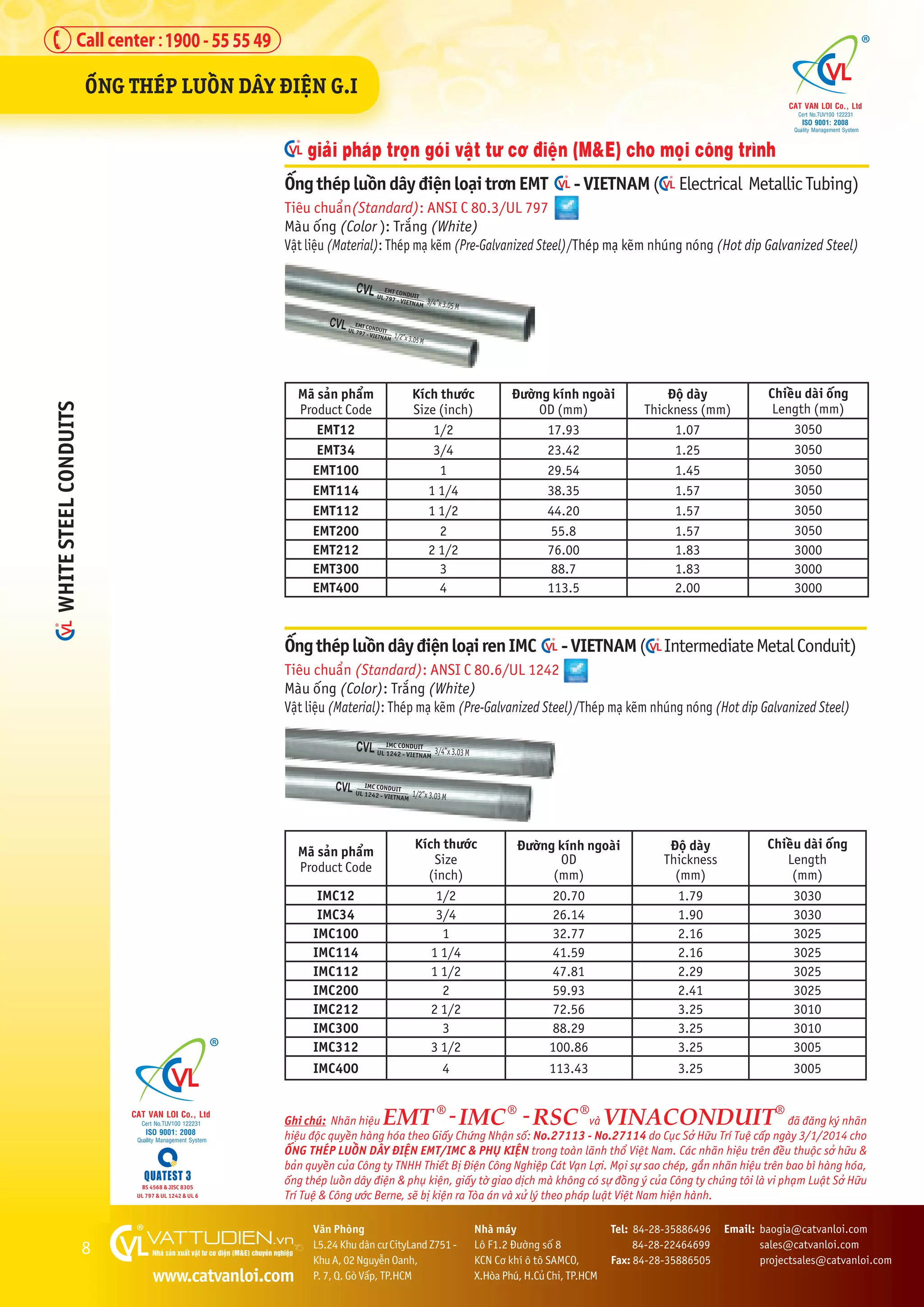Catalogue Cat Van Loi 2017 for Steel conduit - flexible conduit - ong ...