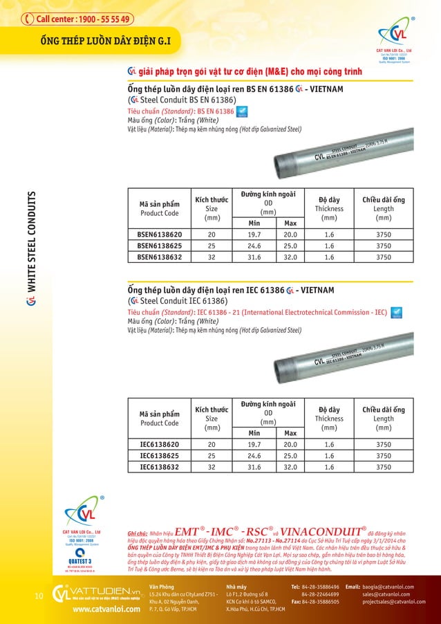 Catalogue cvl steel conduit flexible conduit - ong luon day dien gi - ong ruot ga- ty ren - mang ...