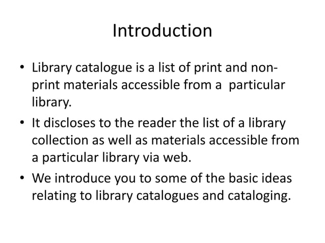 Catalogue objective, purpose, functions | PPTX