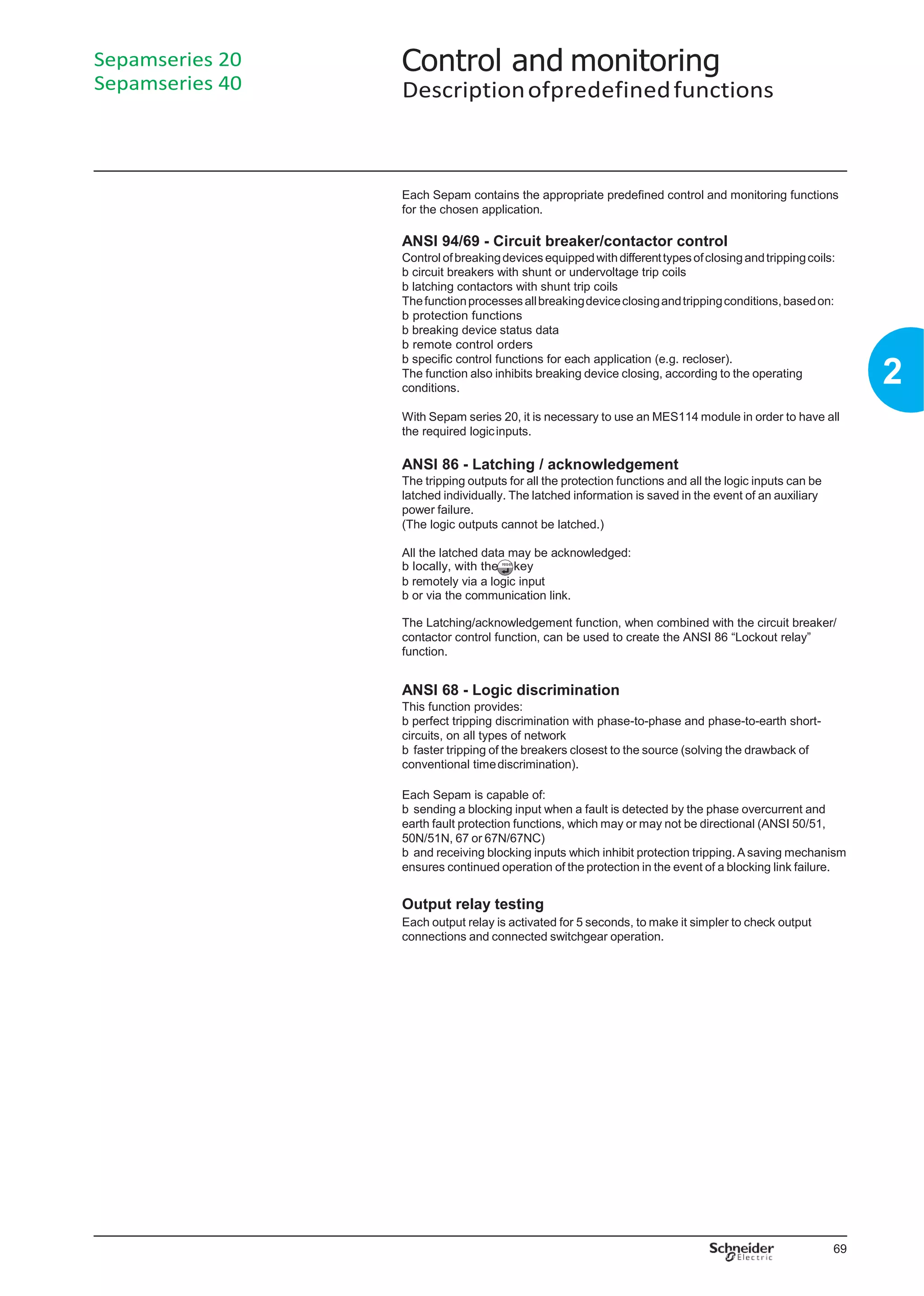 Catalogues sepam 20 40 60 80 | PDF