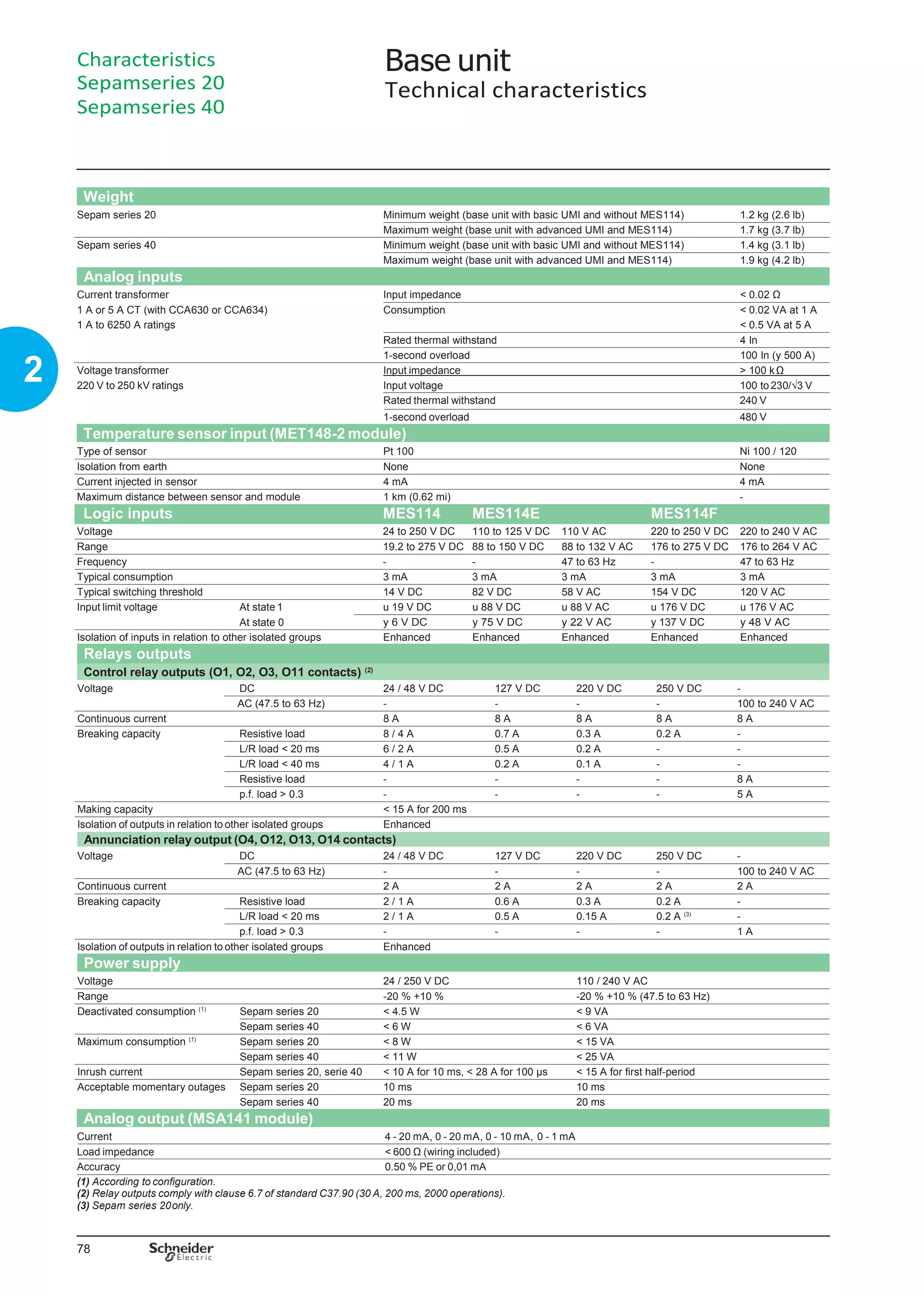 Catalogues sepam 20 40 60 80 | PDF