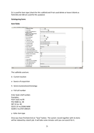Cataloguing of Books in Koha ILMS FAO user’s guide | DOCX
