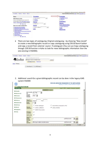 Cataloguing of Books in Koha ILMS FAO user’s guide | DOCX