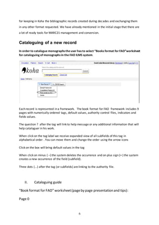 Cataloguing of Books in Koha ILMS FAO user’s guide | DOCX