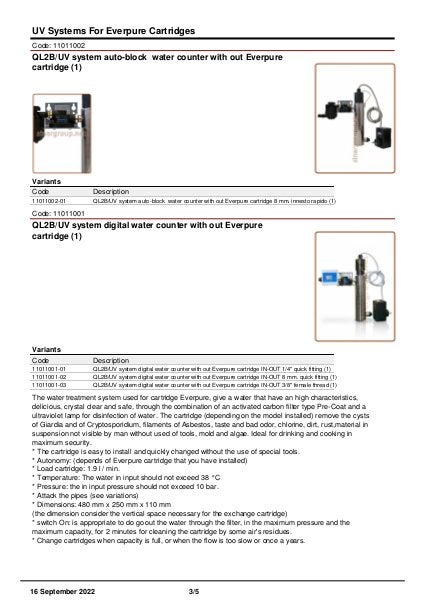 UV Systems For Everpure Cartridges catalog | PDF