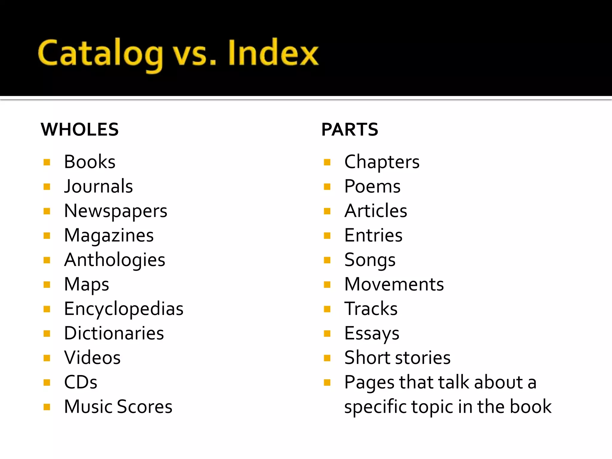 Catalog vs Index | PPTX