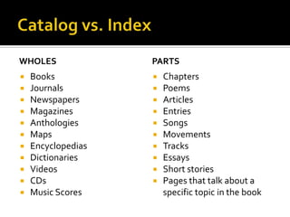 Catalog vs Index | PPTX