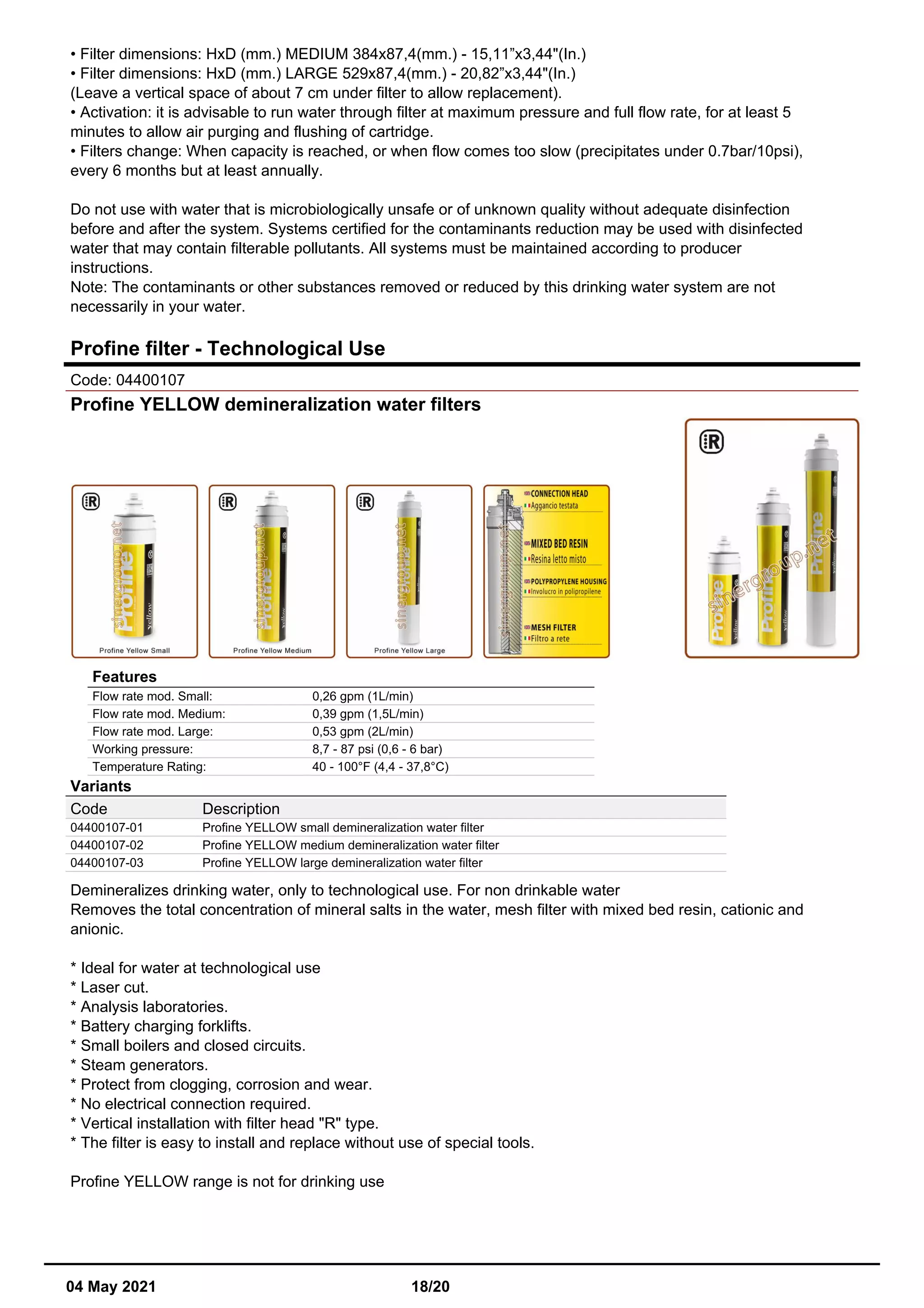 Water filters Profine catalog | PDF