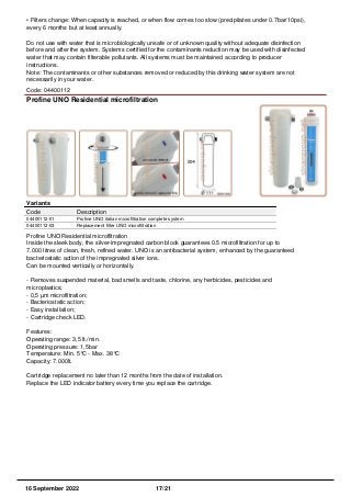 Water filters Profine catalog | PDF