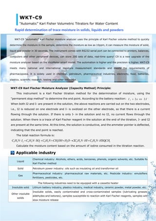 WKT-C9 Automatic Karl Fischer Volumetric Titrators for Water Content ...