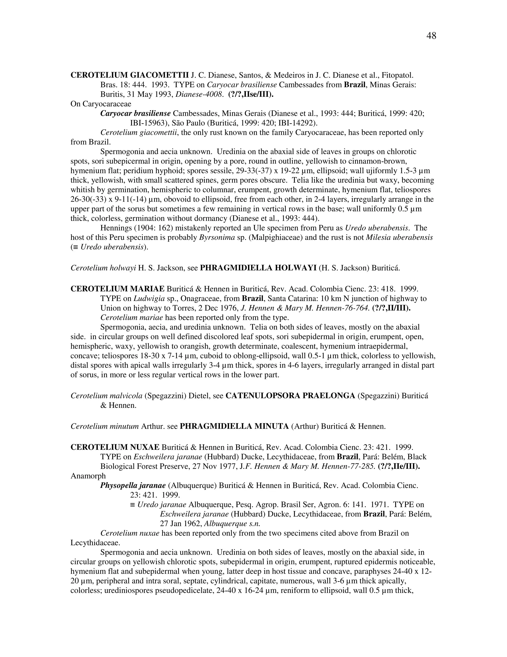 Cataloque of species of plant rust fungi | PDF