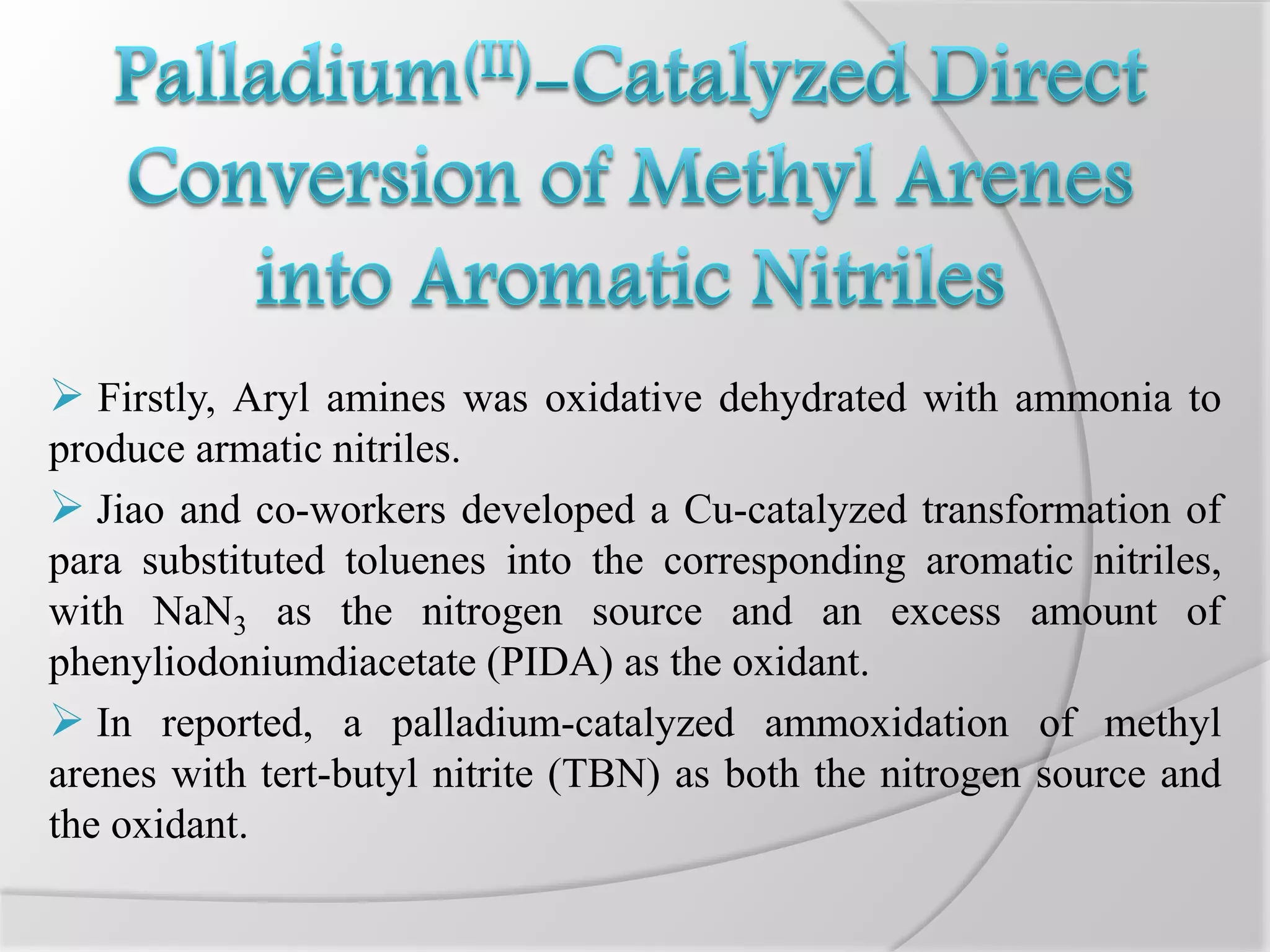 Palladium Catalysed Cyanation | PPTX