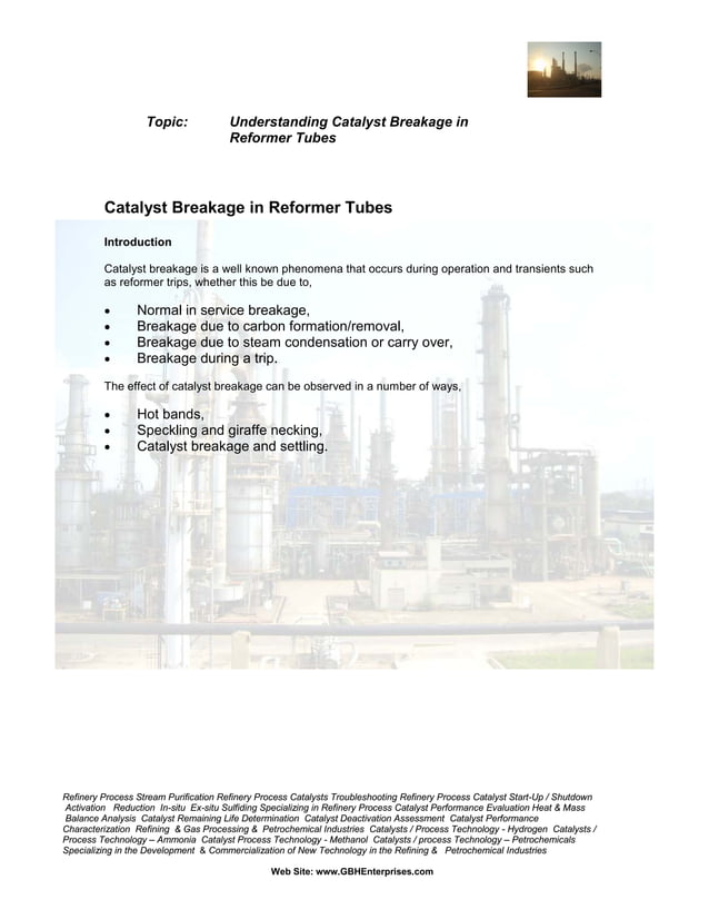 Catalyst Breakage in Reformer Tubes | PDF | Chemistry | Science