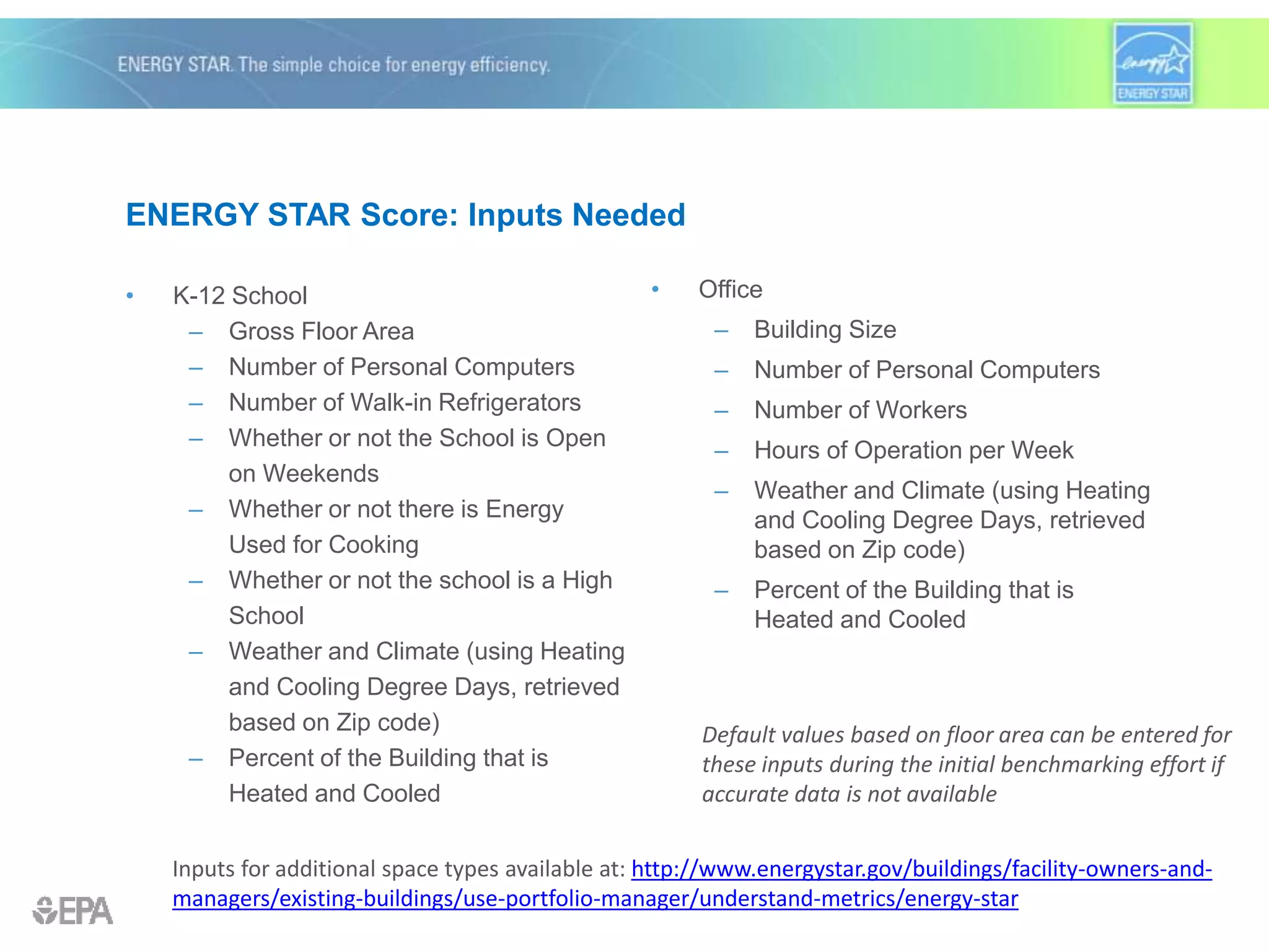 Benchmarking Building Energy Performance: A View from EPA’s ENERGY STAR ...