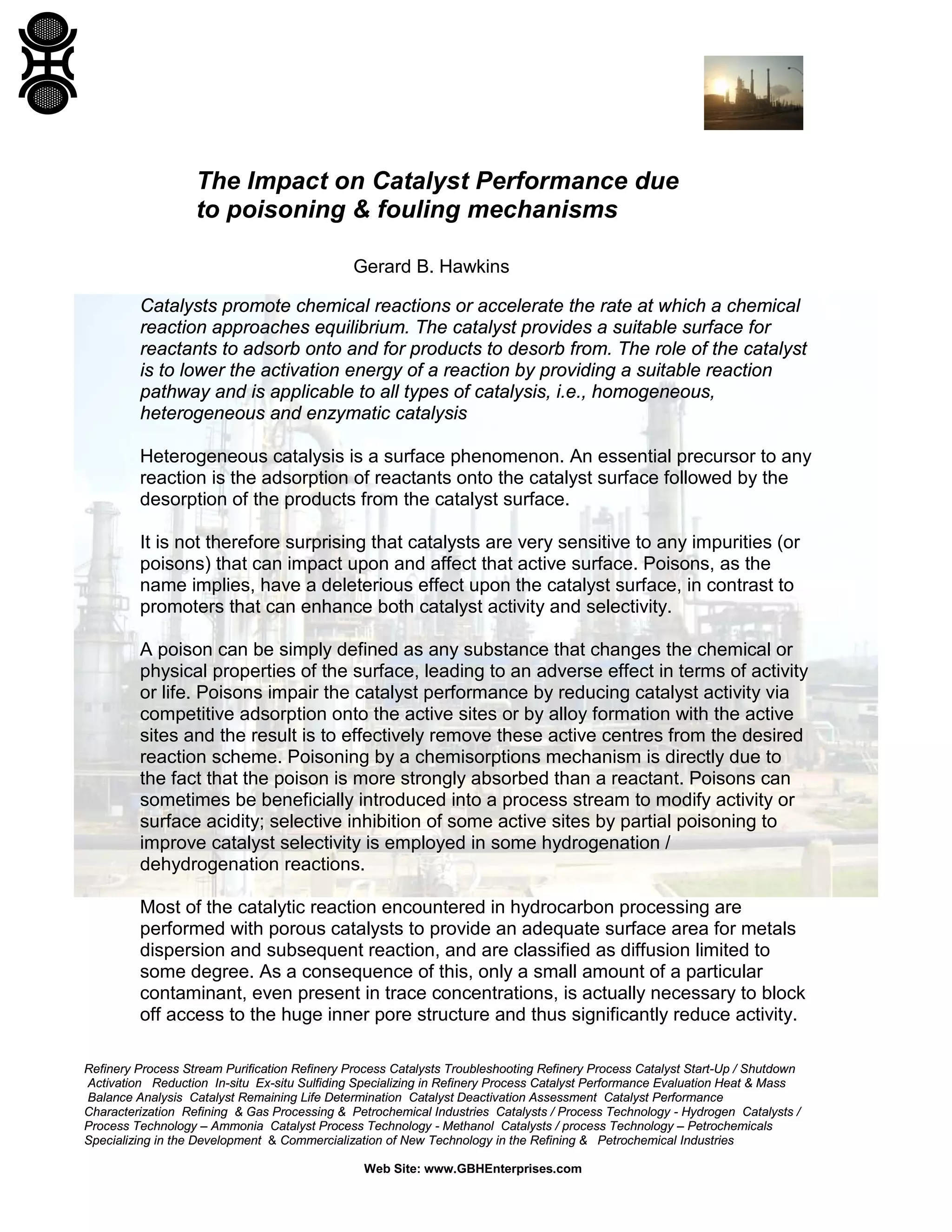 Catalyst poisons & fouling mechanisms the impact on catalyst ...