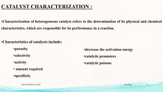 Catalysts characteristics seminar | PPTX