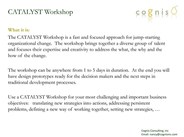 Catalyst Workshop Engagement Overview | PPT