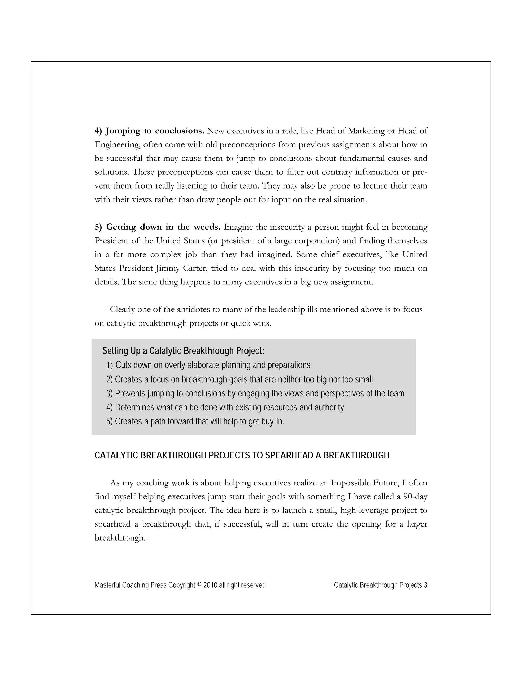 Launching Catalytic Breakthrough Projects | PDF