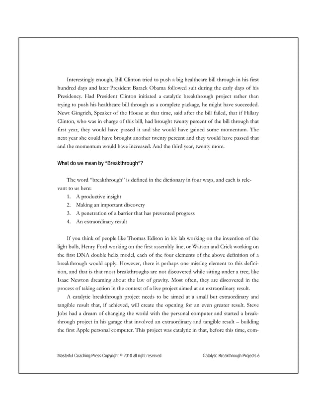 Launching Catalytic Breakthrough Projects | PDF