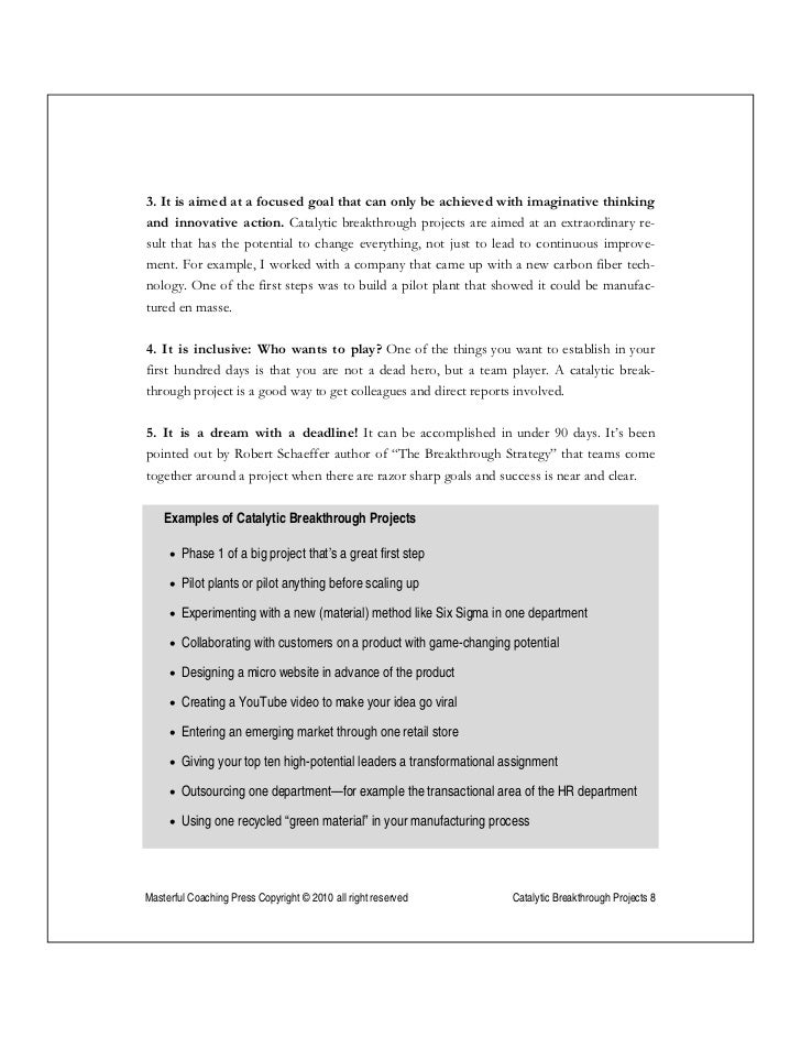 Launching Catalytic Breakthrough Projects