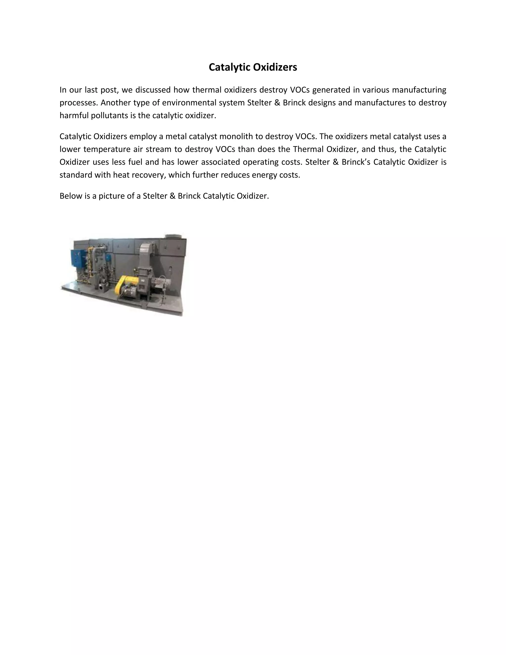 Catalytic oxidizers | PDF