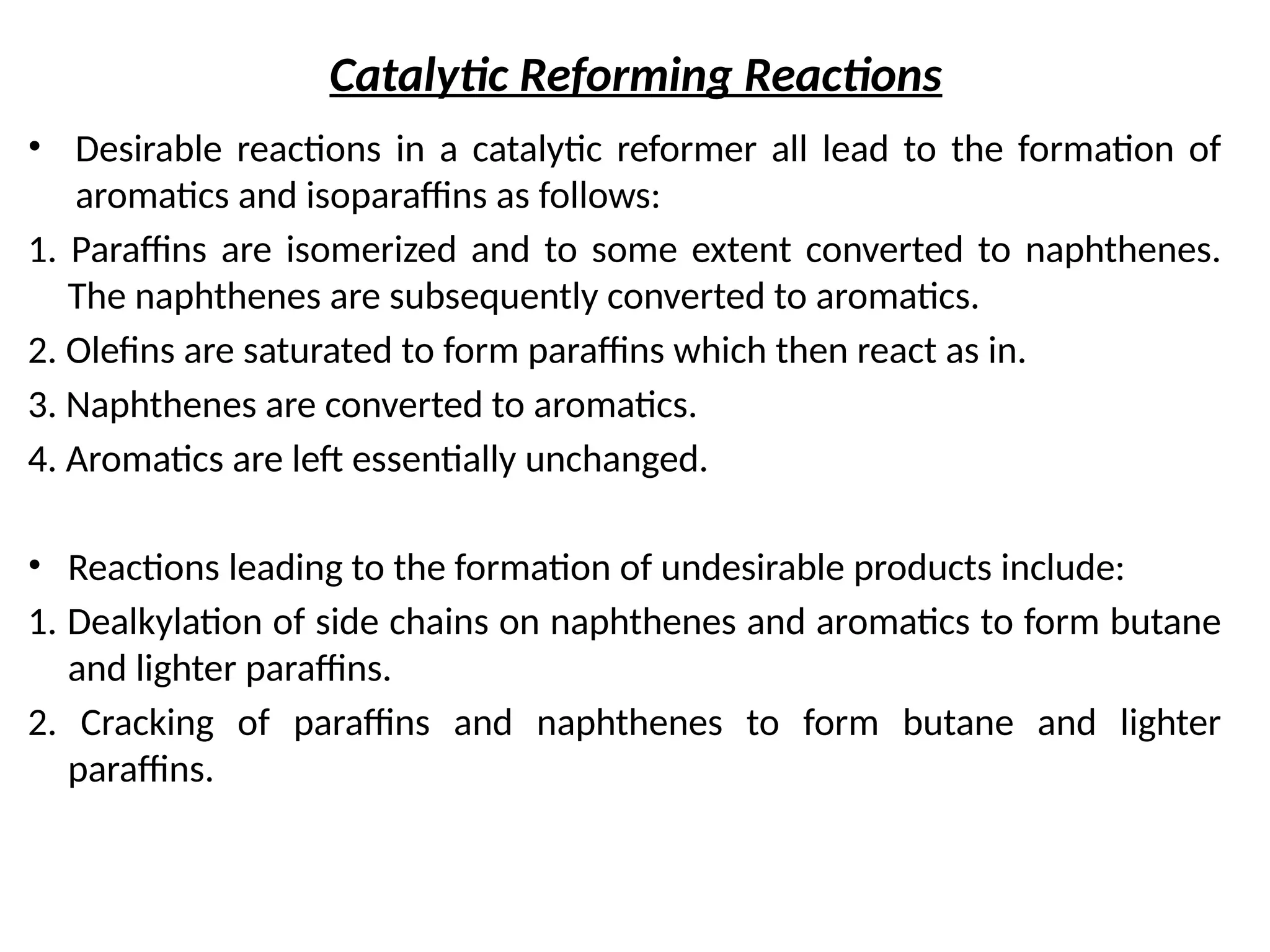 Catalytic Reforming also produces high purity hydrogen for ...