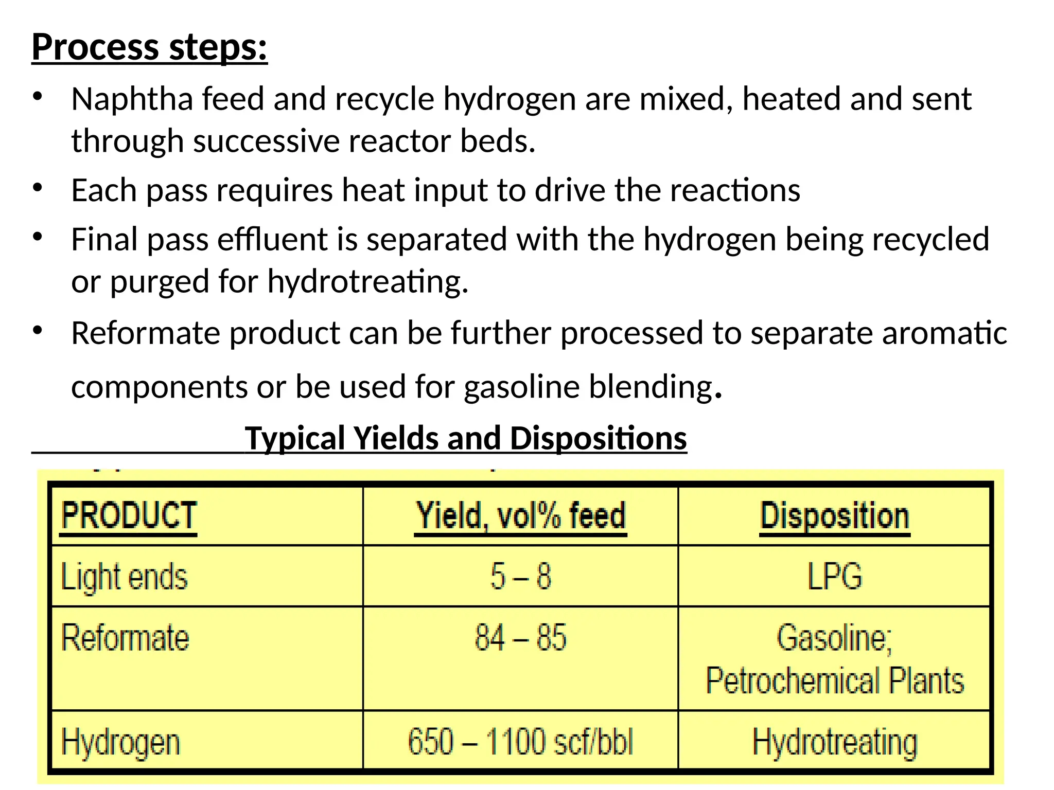 Catalytic Reforming also produces high purity hydrogen for hydrotreating processes.pptx