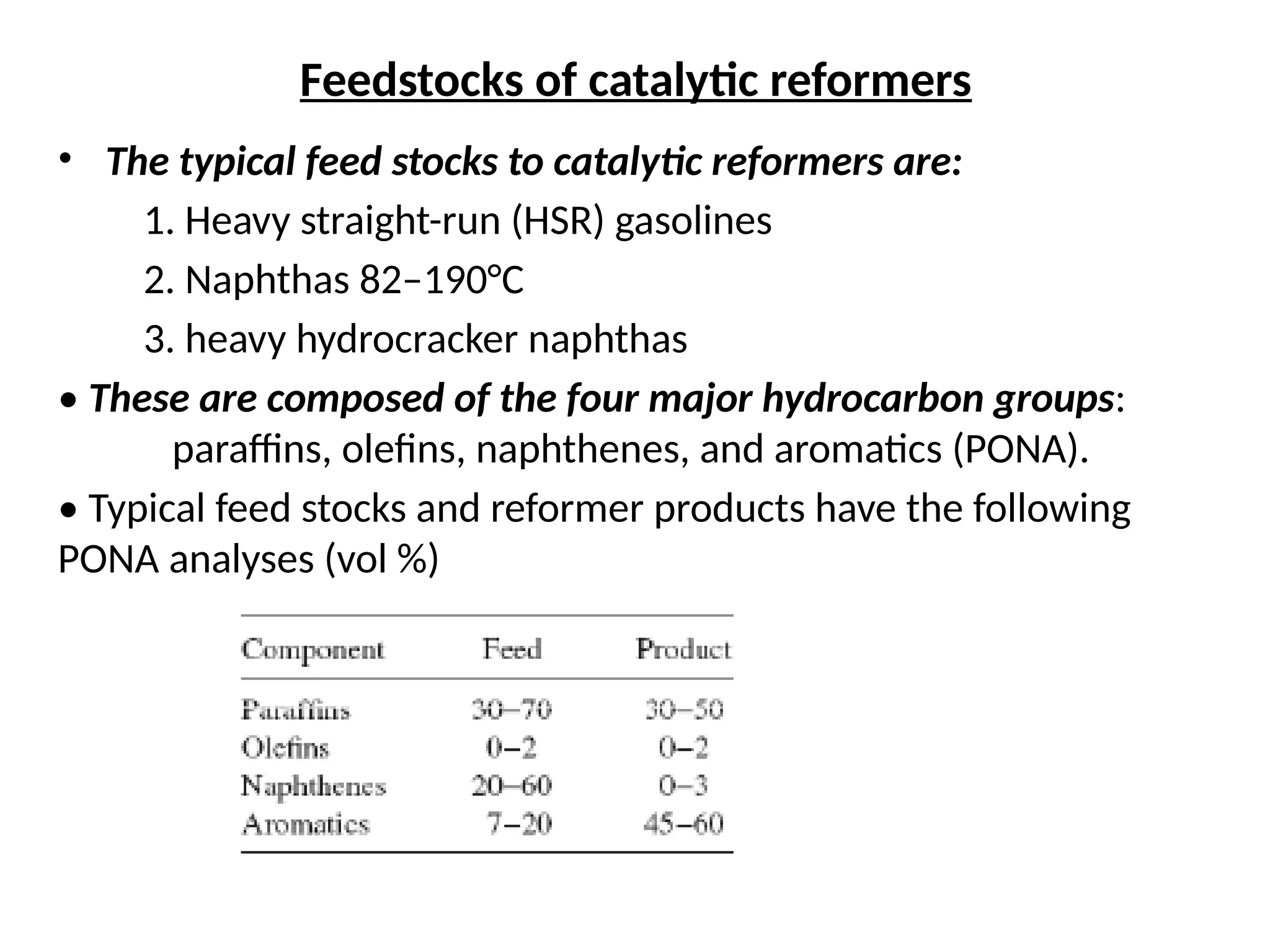 Catalytic Reforming also produces high purity hydrogen for ...