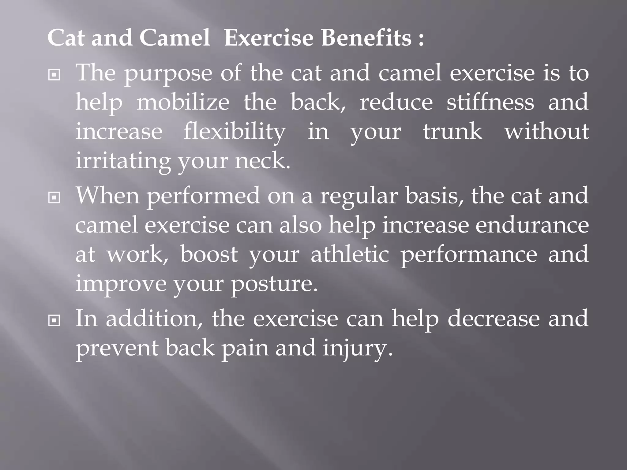 Cat and camel exercises | PPT