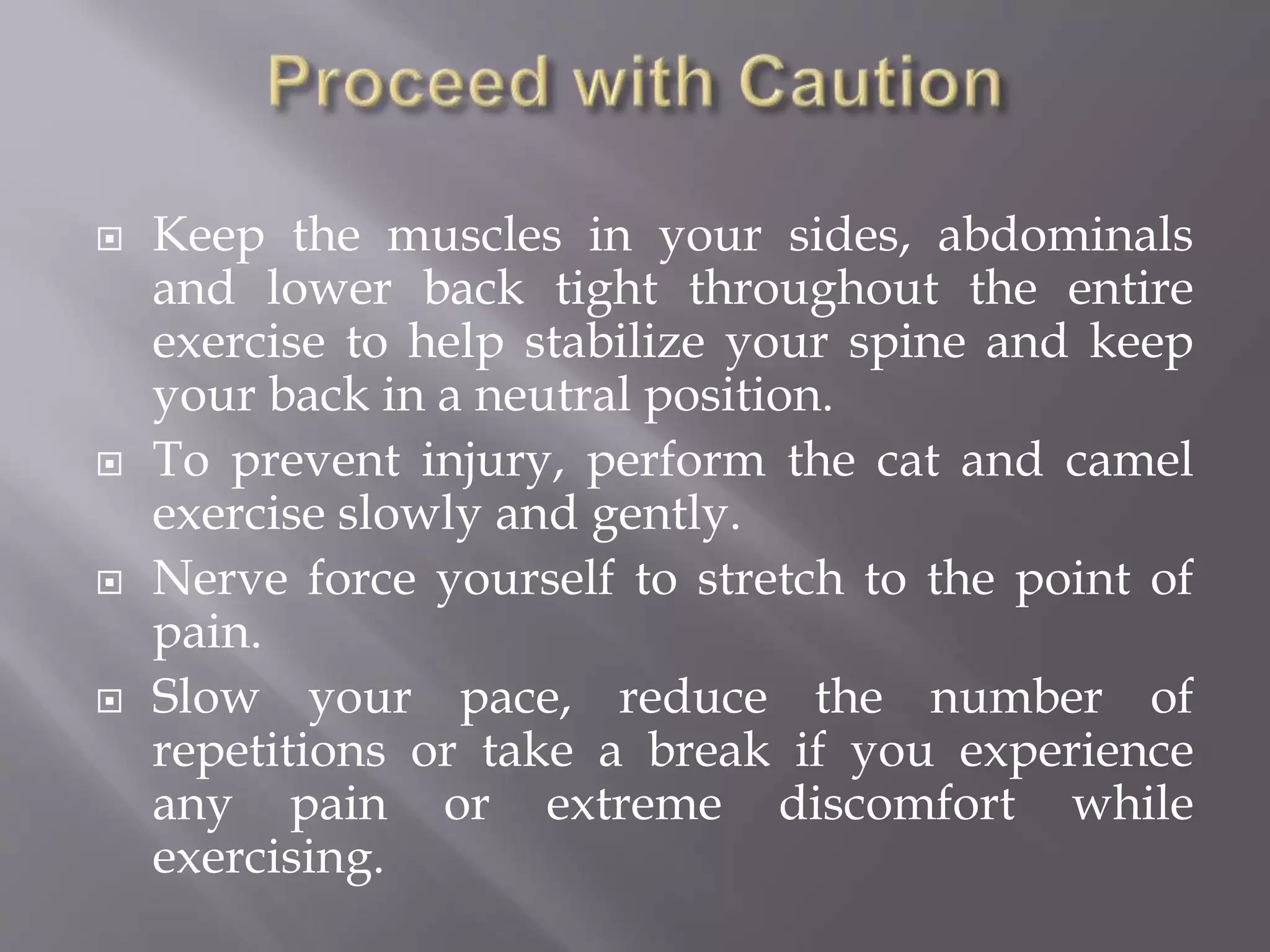 Cat and camel exercises | PPT