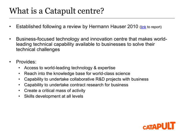 Innovate UK – Emerging Technologies seminar: Catapult overview | PPT
