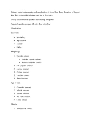CATARACT CASE PRESENTATION(CASE STUDY) | DOCX