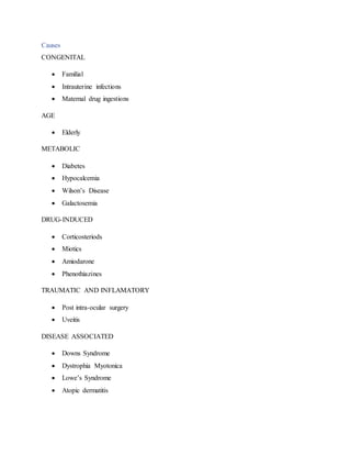 CATARACT CASE PRESENTATION(CASE STUDY) | DOCX