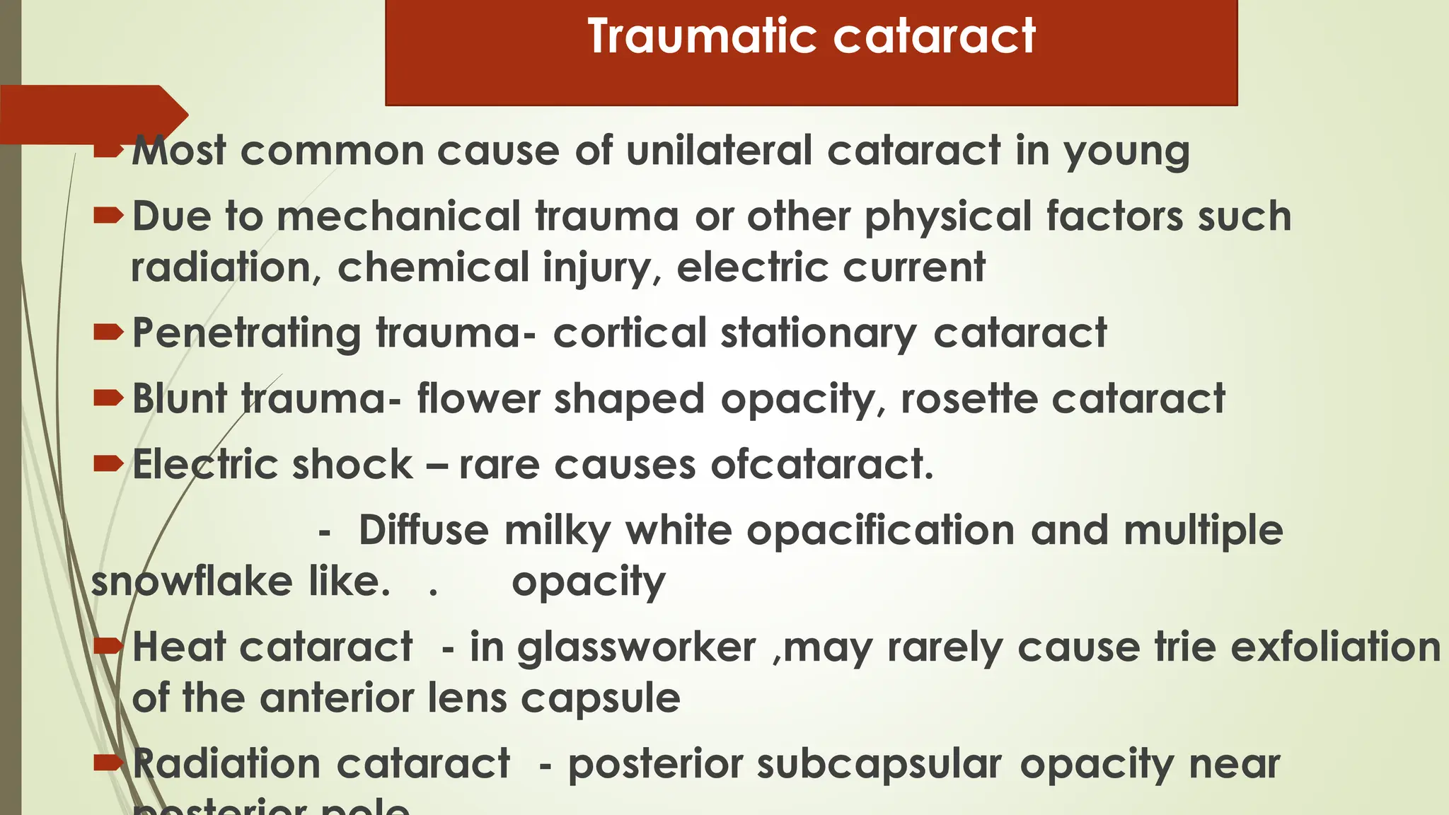 Etiological classification of cataract Dr.BKP