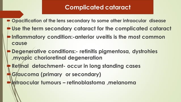 Etiological classification of cataract Dr.BKP | Eye and Vision ...