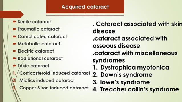Etiological classification of cataract Dr.BKP | Eye and Vision ...