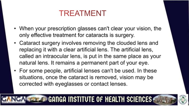 cataract and its management.pptx for nursing students | PPTX | Eye and ...